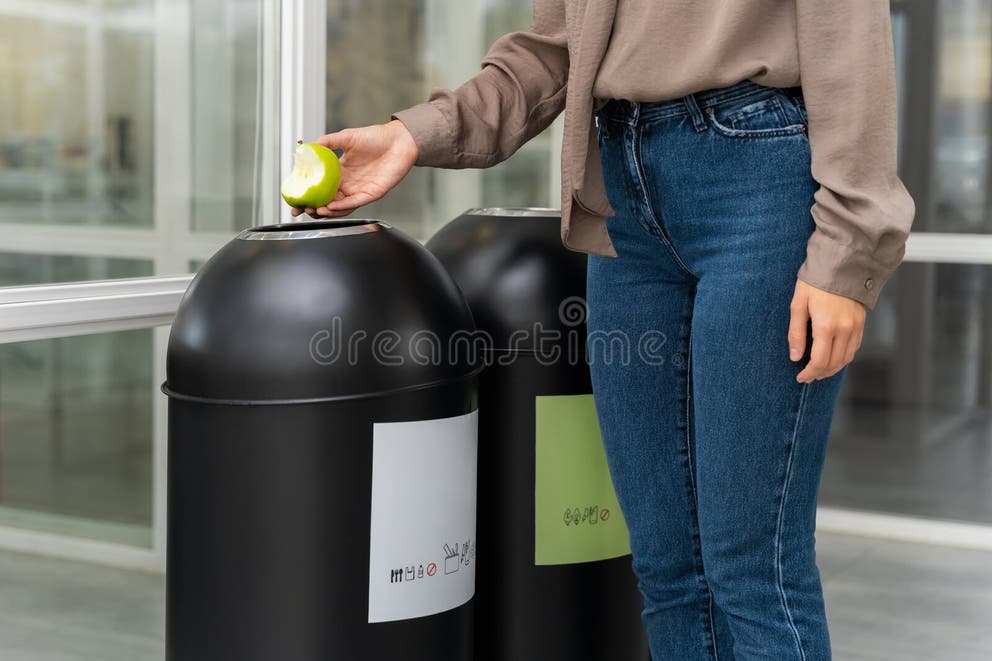 Woman Choosing a Container for Throwing Organic Waste Stock Photo ...