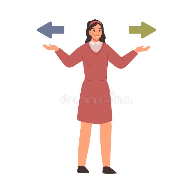 Woman Choosing from Multiple Direction Solutions Stock Vector ...