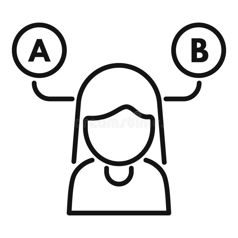 Woman Choosing between Option a or Option B Icon Stock Vector ...