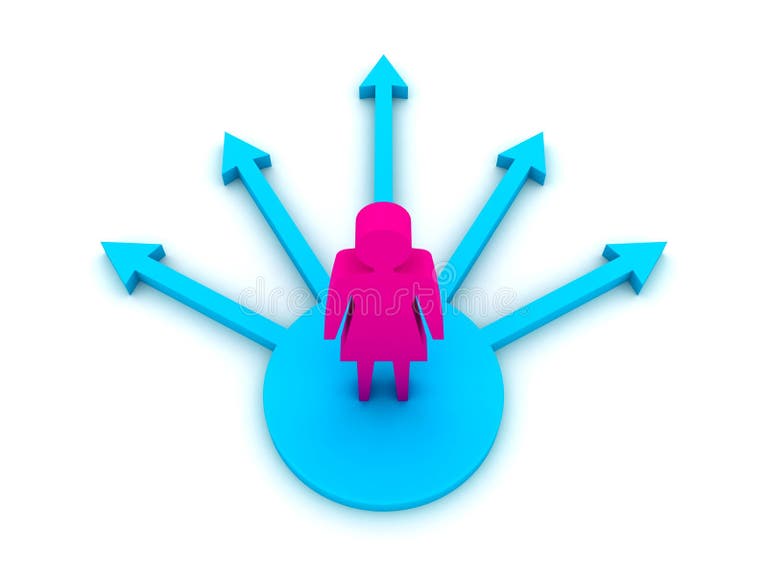 The Woman Choosing the Path. Stock Illustration - Illustration of ...