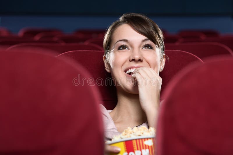 Woman at the cinema stock photo. Image of caucasian, interior - 25009982