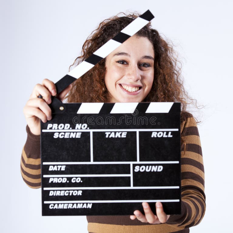 Woman with a clapper stock photo. Image of girl, slate - 23652298