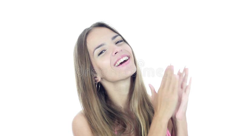 Woman Clapping , White Background,Young,,,, Stock Video - Video of girl ...