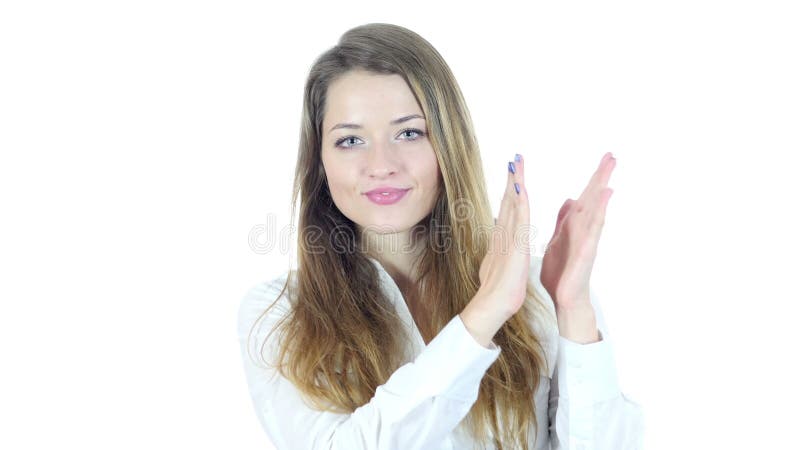 Woman Clapping , White Background,Young,,,, Stock Video - Video of ...