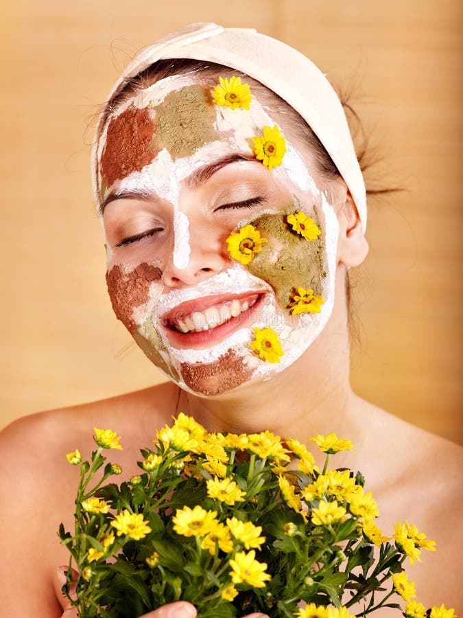 Woman with Clay Facial Masks . Stock Image - Image of homemade ...