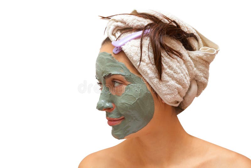Woman with clay mask stock photo. Image of algae, attractive - 14029734