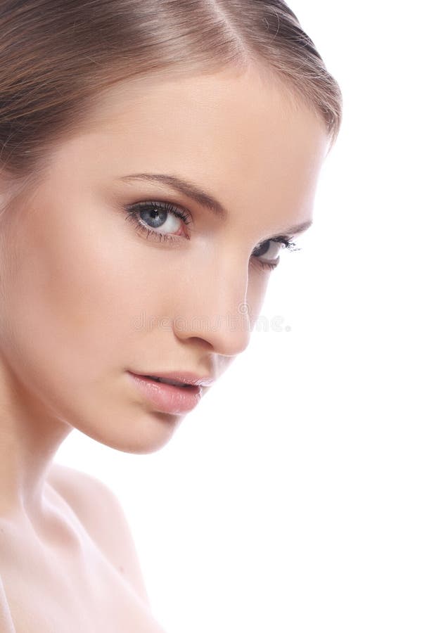 Side View Female Model Face with Perfect Make-up Stock Image - Image of ...