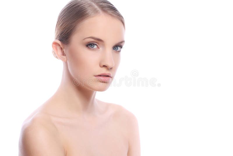 Woman with Clean Face Over White Background Stock Photo - Image of ...