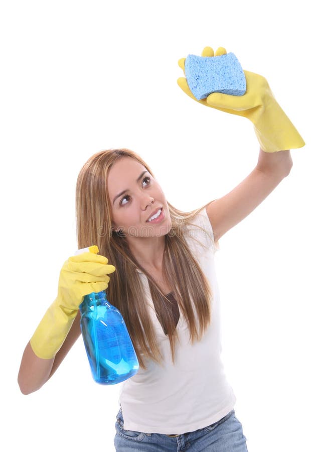 Attractive Cleaning Man and Woman Stock Image - Image of domestic ...