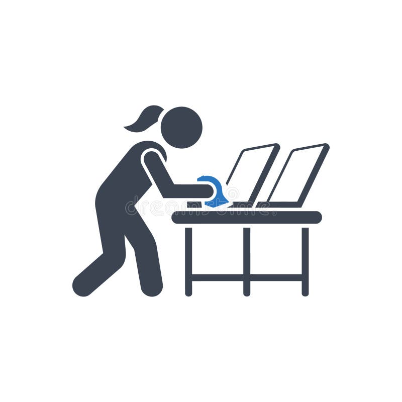 Woman Cleaning Computer Screens Icon Stock Vector - Illustration of ...