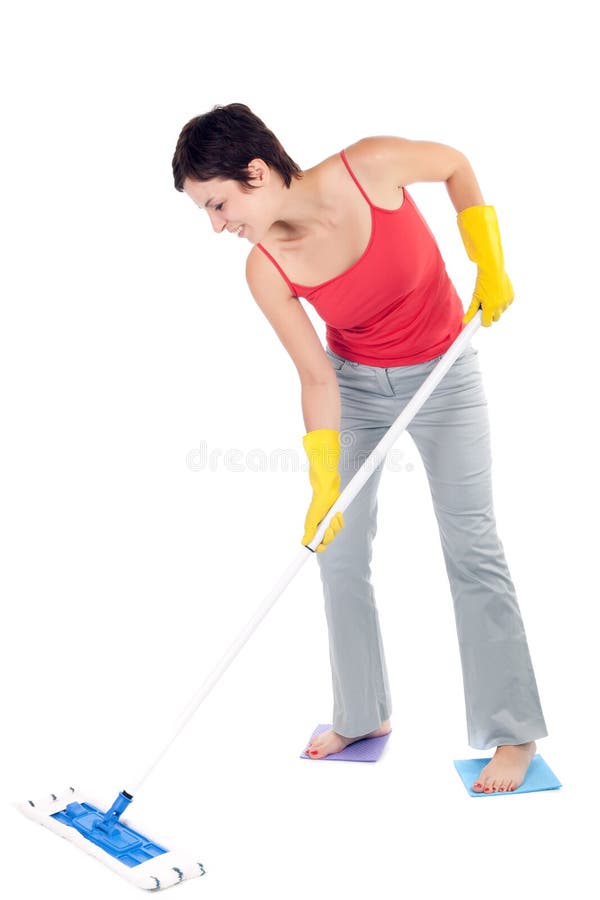 Happy Strong Cleaning Woman Stock Image - Image of cleaner, showing ...