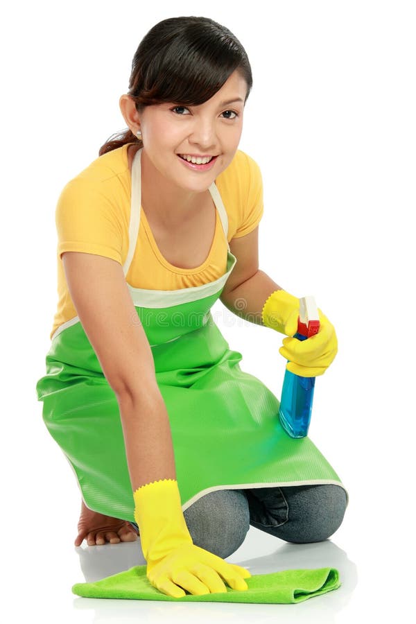 Happy Attractive Maid Kneeling Stock Photos - Free & Royalty-Free Stock ...