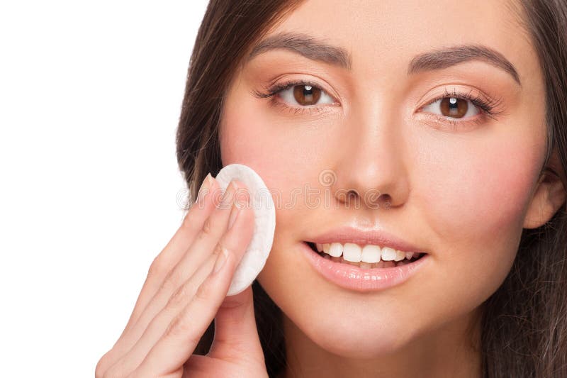 Woman cleaning her face stock photo. Image of cute, care - 27197968