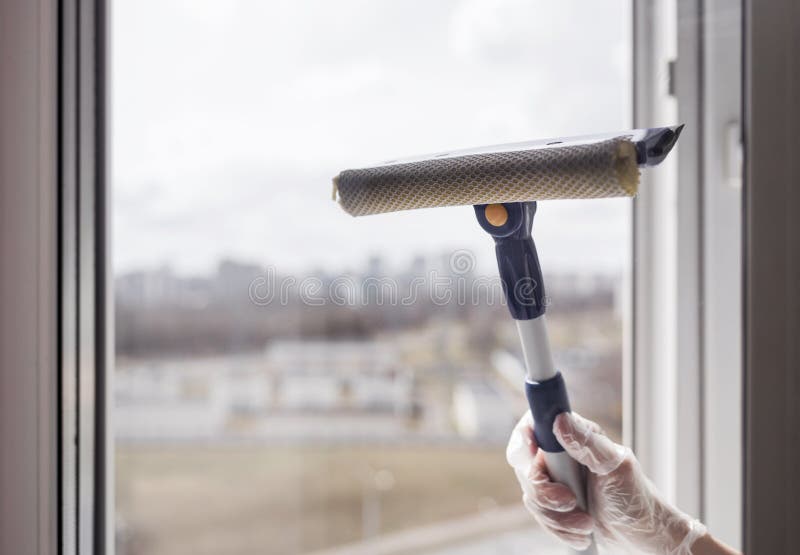 Woman Cleaning Window Glass Stock Image - Image of professional, person ...