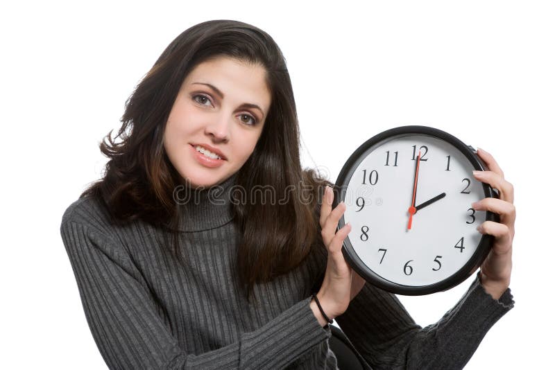 Woman with clock stock image. Image of time, woman, adjustment - 29391475