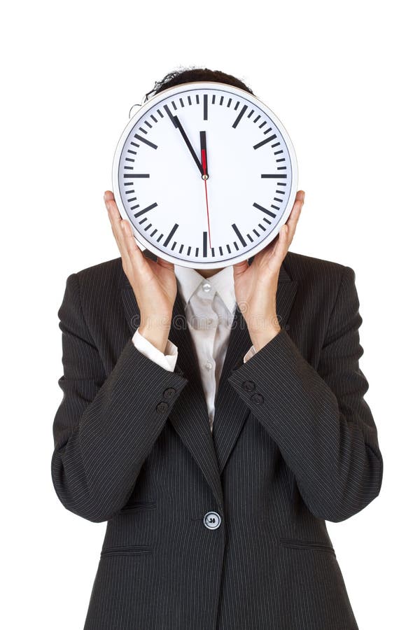 Woman with Clock Express Stress by Time Pressure Stock Photo - Image of ...