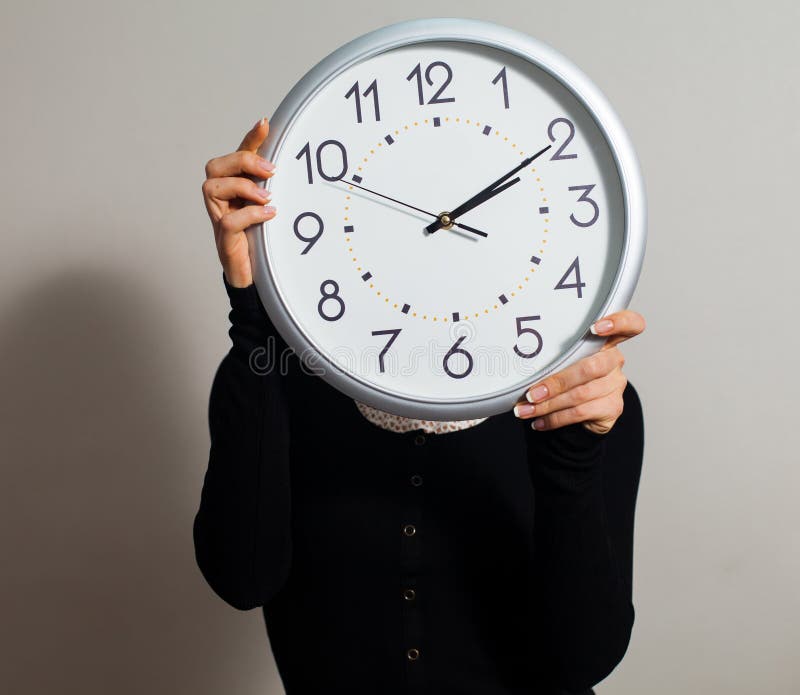 Woman with clock stock photo. Image of caucasian, worker - 83018580