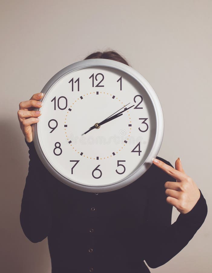 Woman with clock stock photo. Image of clock, casual - 83021880