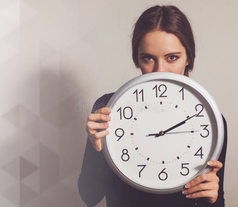 Woman with clock stock image. Image of business, woman - 83027773