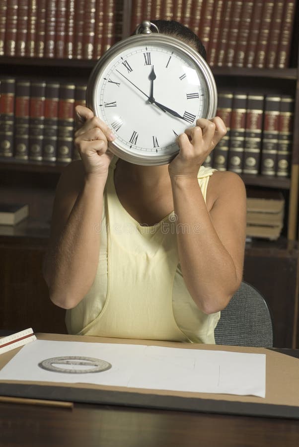 Woman with Clock - Vertical Stock Photo - Image of clock, workplace ...