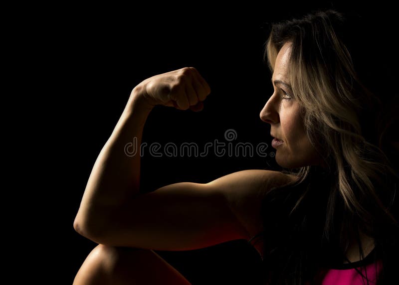 Woman Close with Biceps Highlighted and Flexed Stock Photo - Image of ...