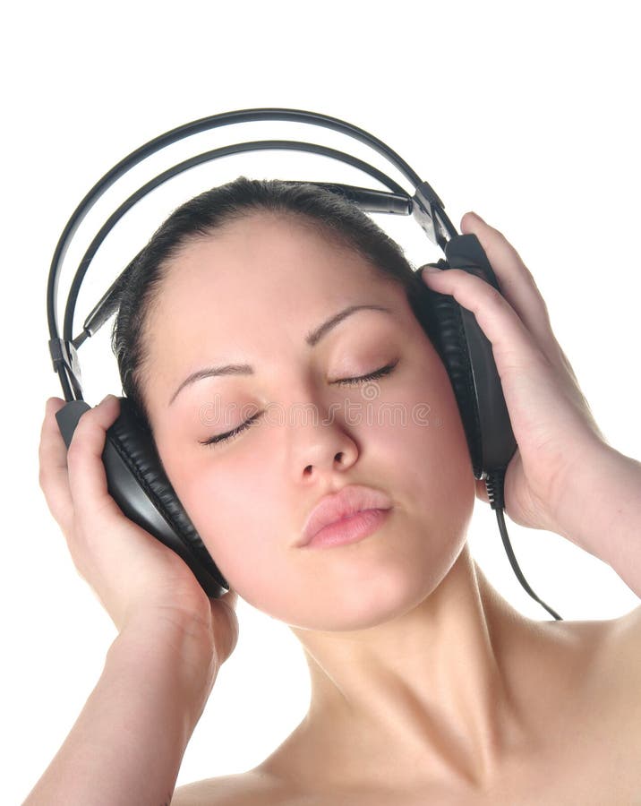 Woman with Closed Eyes Listening Stock Image - Image of complexion ...