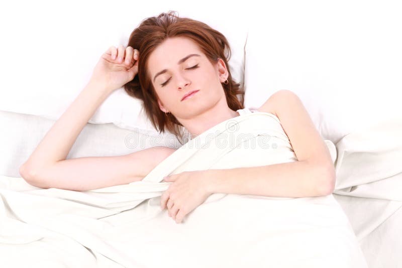 Woman with Closed Eyes Sleeps Stock Image - Image of bliss, lying: 27343183