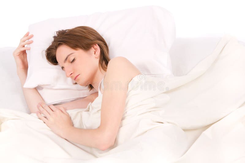 Woman with Closed Eyes Sleeps Stock Photo - Image of bright, brunette ...