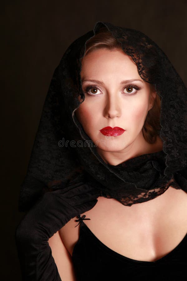 The woman closed by a lace stock image. Image of fabric - 47163597