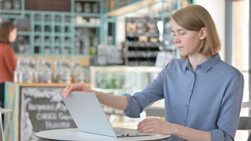Woman Closing Laptop Standing Up Going Away Stock Photos - Free ...