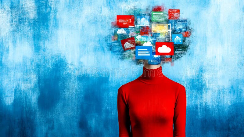 Woman with Cloud Computing and Digitalization Replacing Head Stock ...