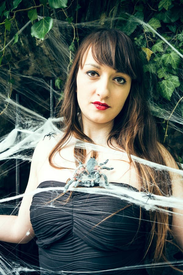 Woman in the cobweb stock photo. Image of mystery, sensuality - 53897674