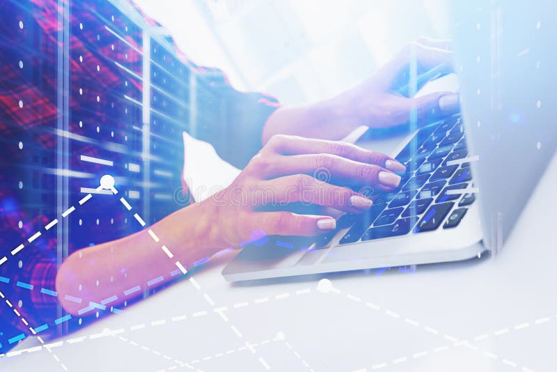 Woman coder in data center stock photo. Image of digital - 163998464