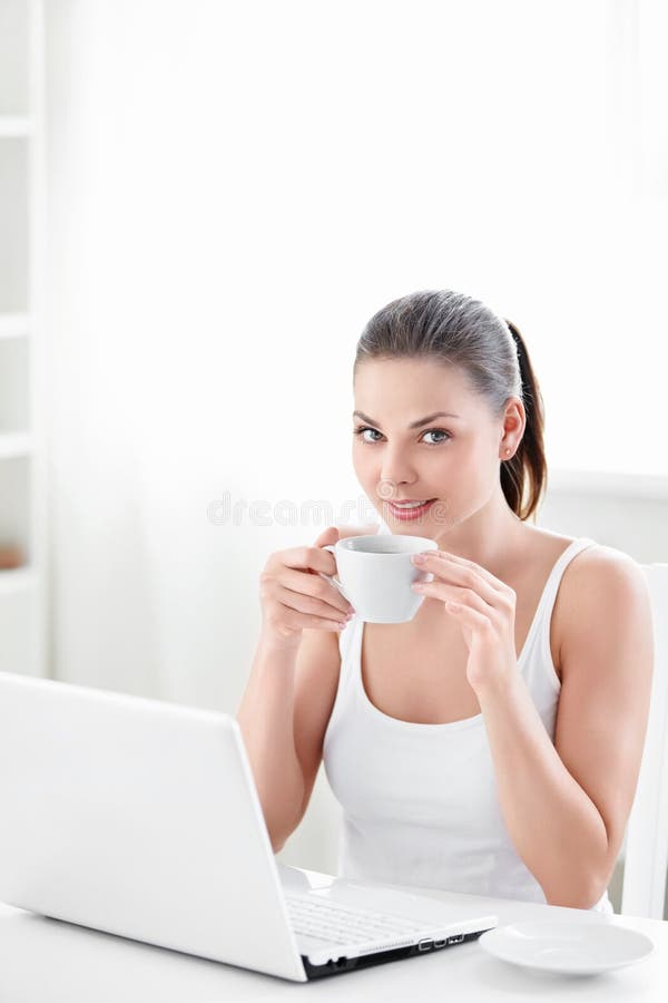 Woman drinking coffee stock photo. Image of adult, attractive - 28885578