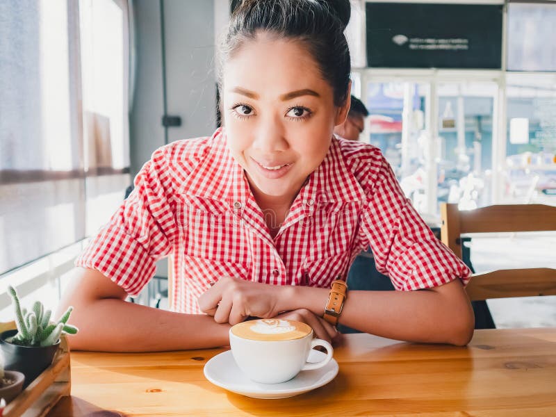 Woman in coffee shop. stock image. Image of beauty, lady - 70815907