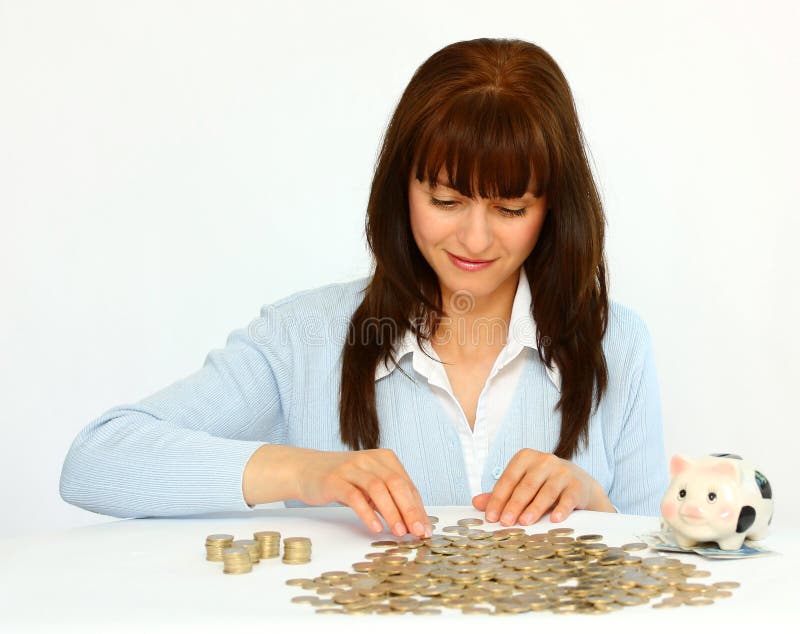U.S. stacks of coins stock image. Image of stacked, white - 7119003