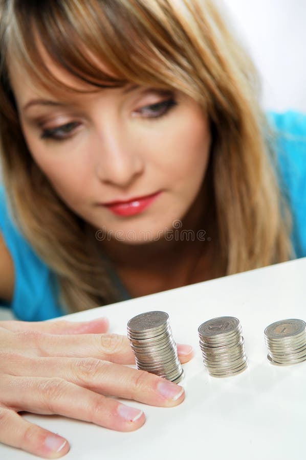 Woman with coins stock photo. Image of businesswoman, saving - 3020708