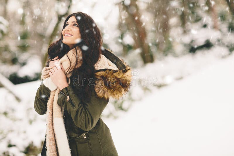 Woman at Cold Winter Outdoors Stock Image - Image of winter, fashion ...