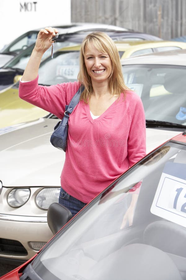 Woman picking new car stock photo. Image of happy, delighted - 5096520