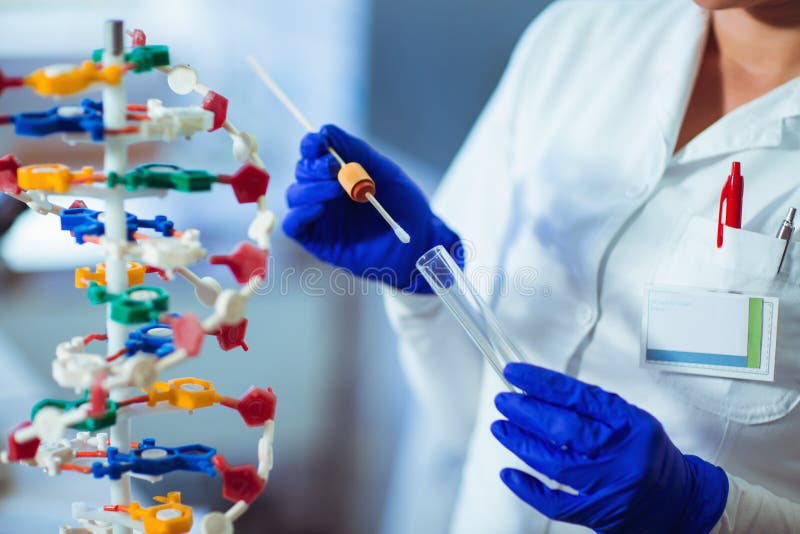 Woman Collects Forensic DNA Sample Stick Stock Image - Image of ...