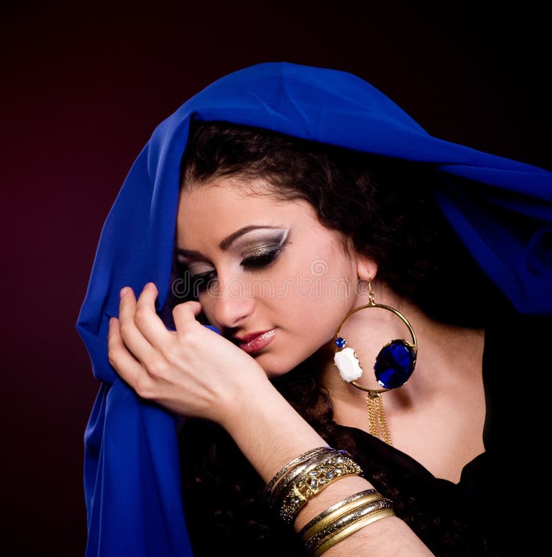 Gypsy Style Young Woman Wearing Tribal Jewellery Portrait Stock Photo ...