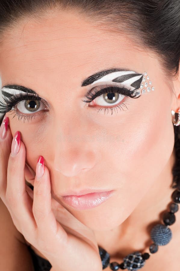 Woman with color face art stock photo. Image of luxury - 18292872