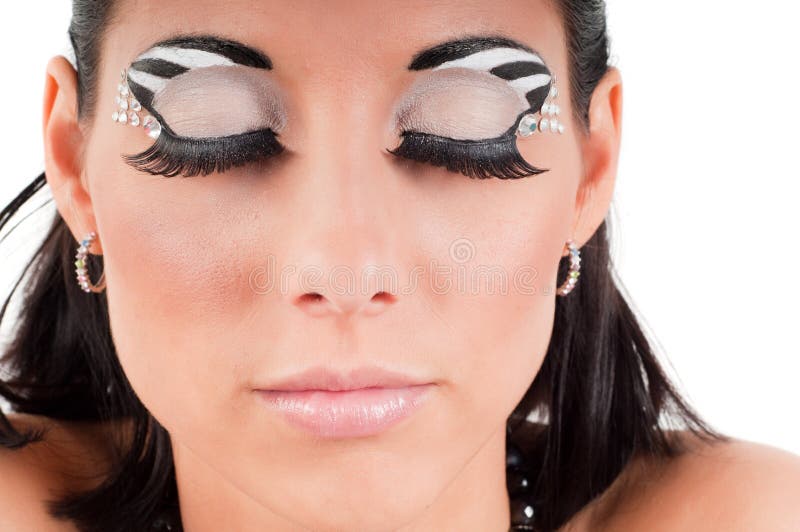 Woman with color face art stock photo. Image of closeup - 19097304