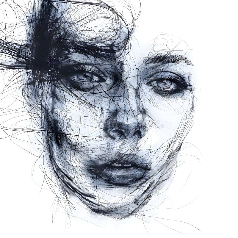 Woman Colorful Scribble - Ai Generated Stock Illustration - Illustration of creativity ...