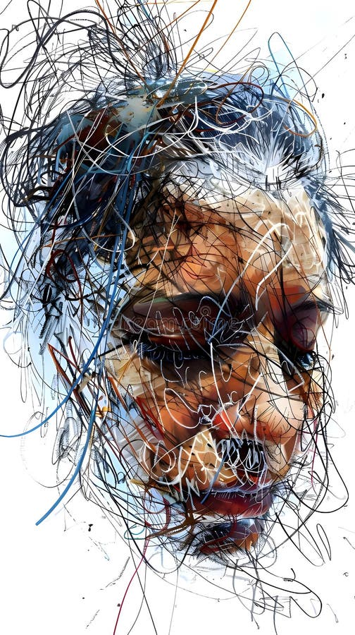 Woman Colorful Scribble - Ai Generated Stock Illustration - Illustration of businesswoman ...