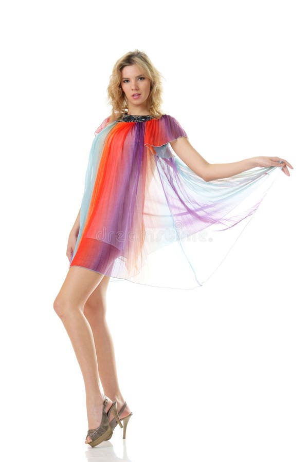 Woman in Colourful Dress Dancing Stock Photo - Image of nightlife ...