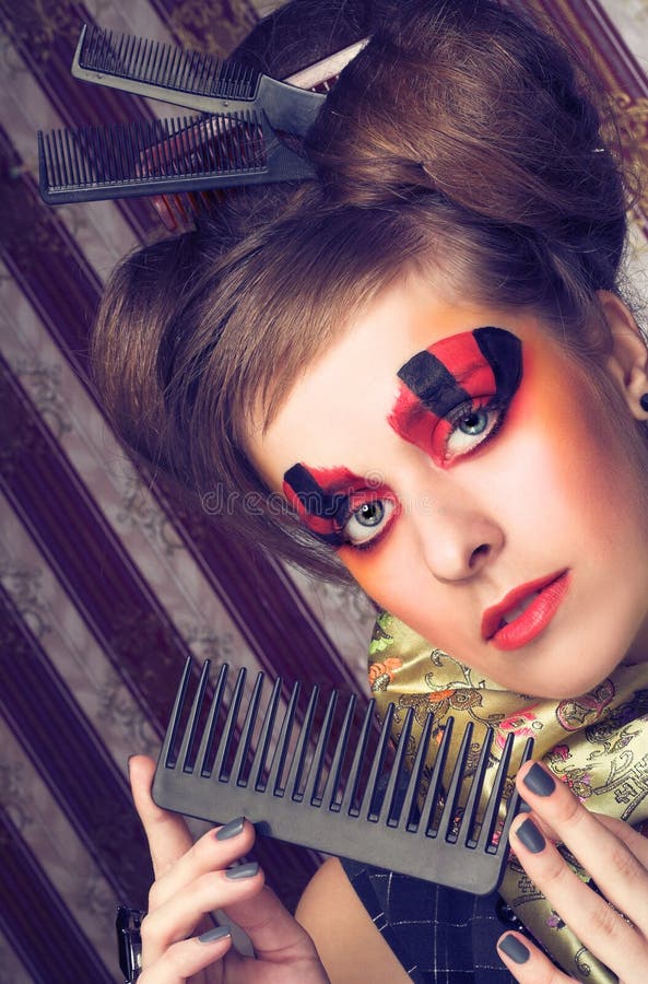 Woman with combs. stock photo. Image of face, attractive - 37190576