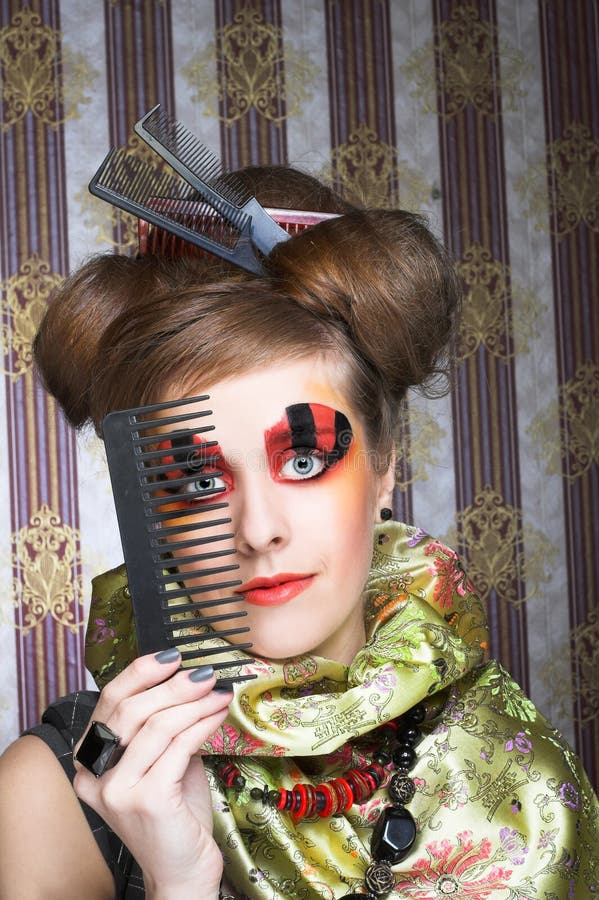 Woman with combs. stock image. Image of beautiful, face - 40325593