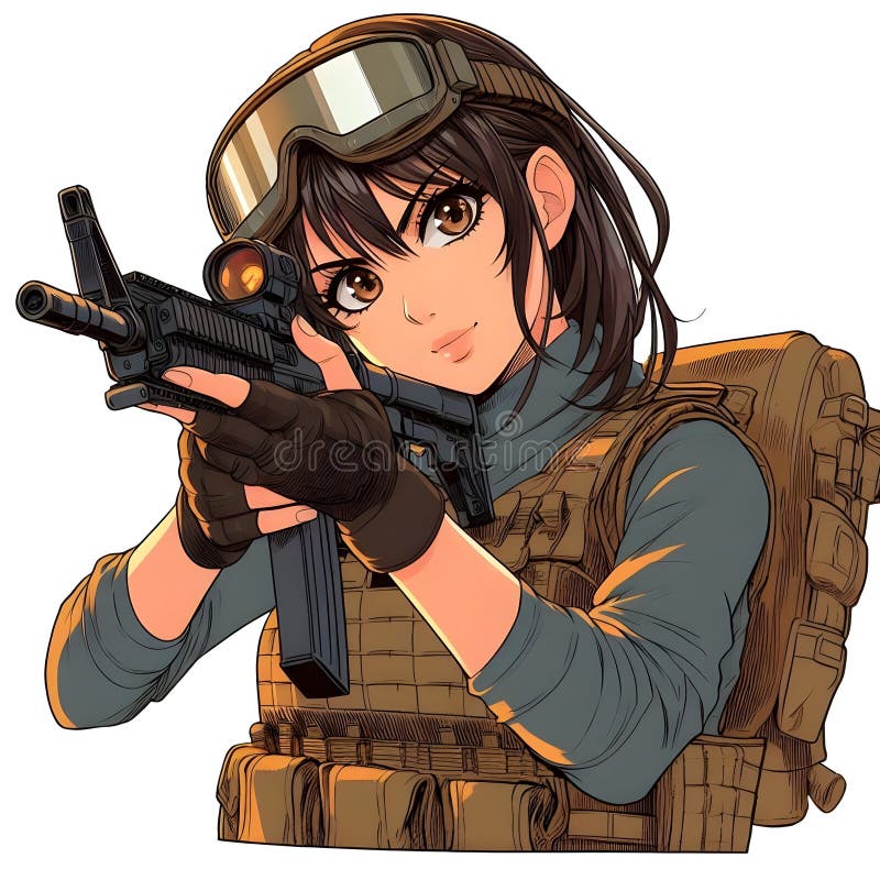 Woman commando anime style stock illustration. Illustration of woman ...