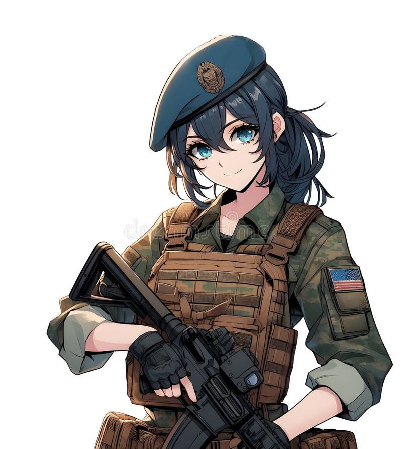 Woman commando anime style stock illustration. Illustration of commando ...